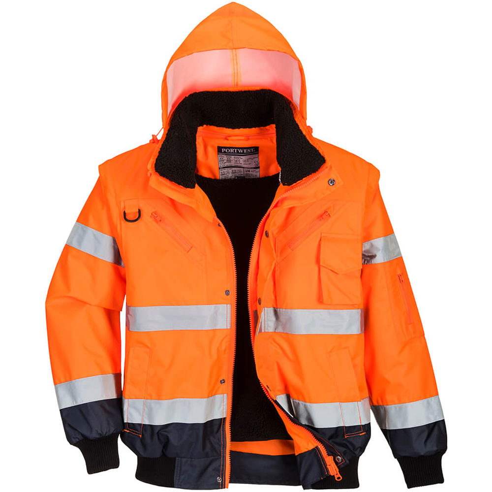Hi Vis Contrast Bomber Jacket Detachable Sleeves - C465