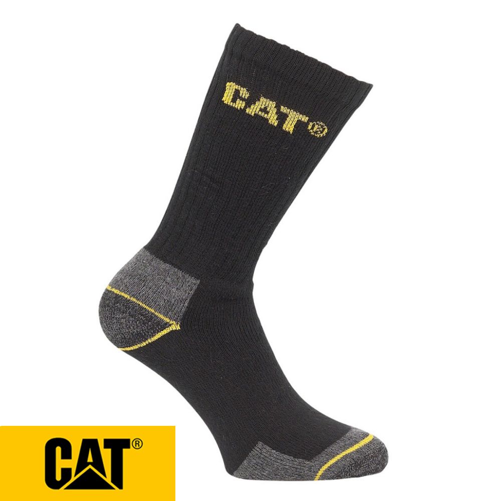 Cat Crew Padded Work Sock 3 Pack - CREW