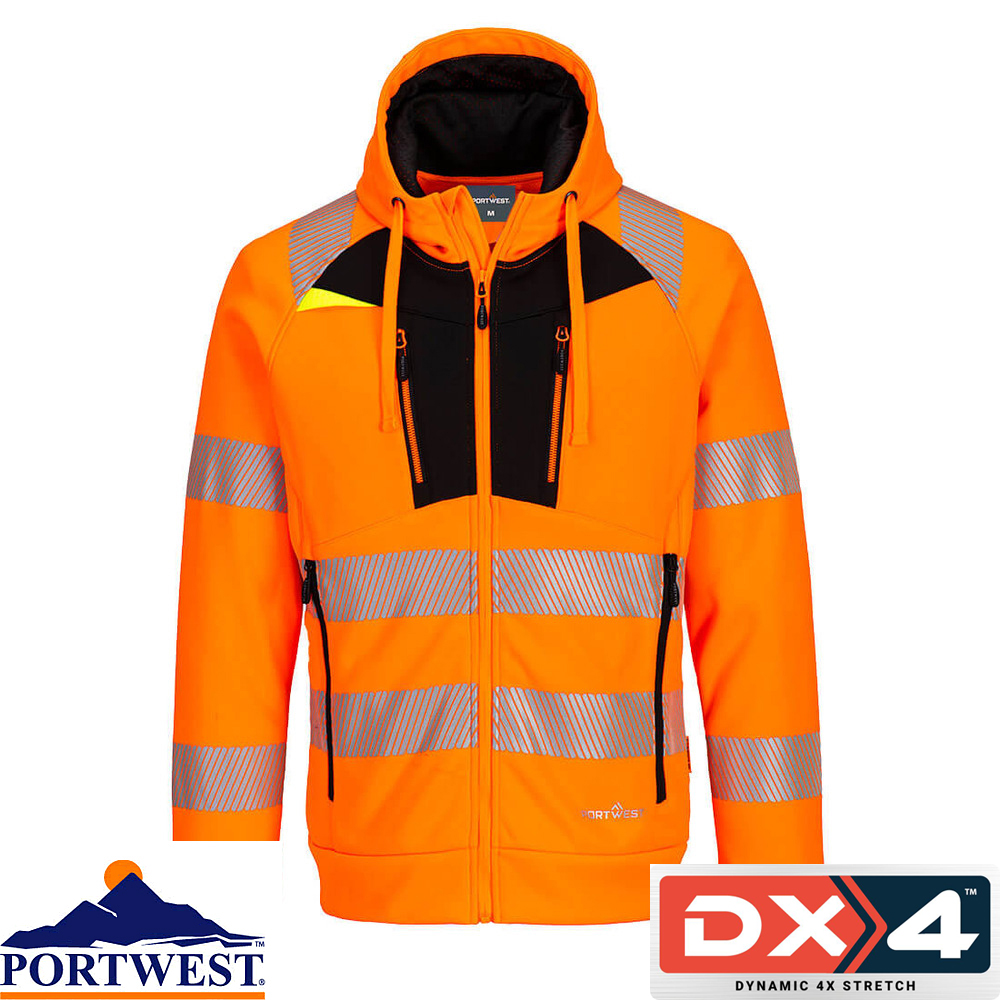 Portwest DX4 Hi-Vis Full Zip Hoodie - DX484