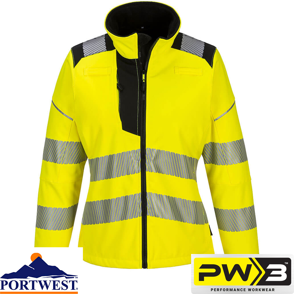 Portwest PW3 Water Resistant Hi-Vis Women's Softshell - PW381